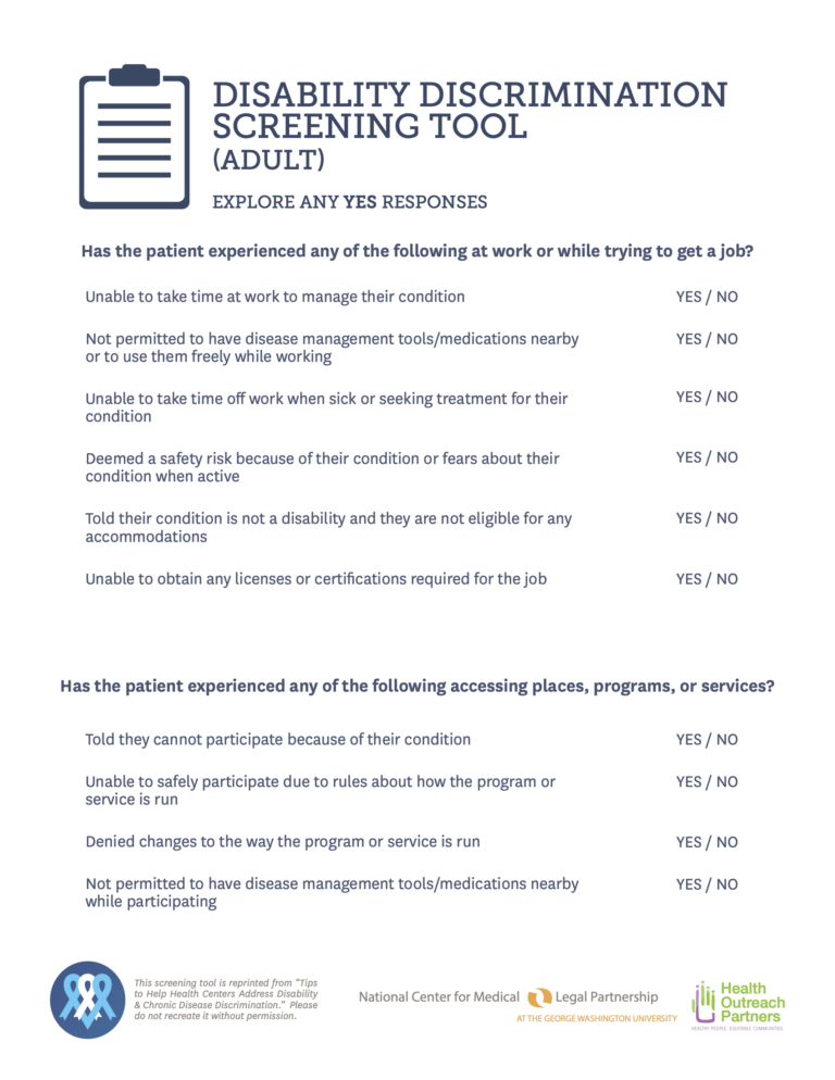 Disability Discrimination Screening Tool - Adults - Medical-Legal ...